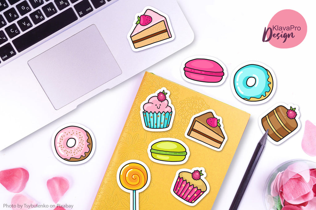 Sweets sticker pack, aesthetic sticker bundle, print cut - So Fontsy