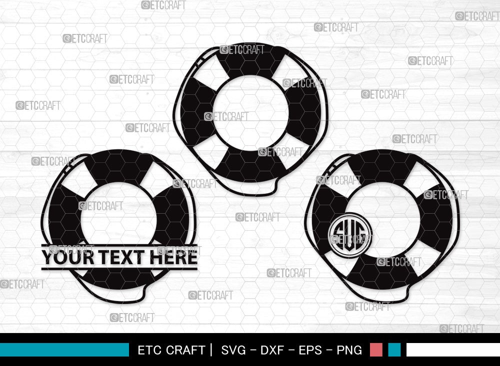 Swim Ring Monogram SVG Cut File | Ring Buoy Svg | Lifesaver Svg ...
