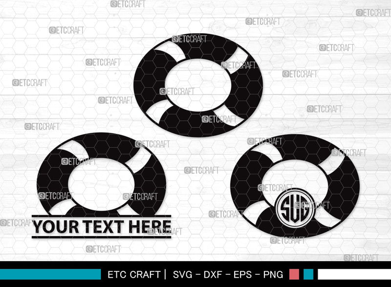Swim Ring Monogram SVG Cut File | Ring Buoy Svg | Lifesaver Svg ...