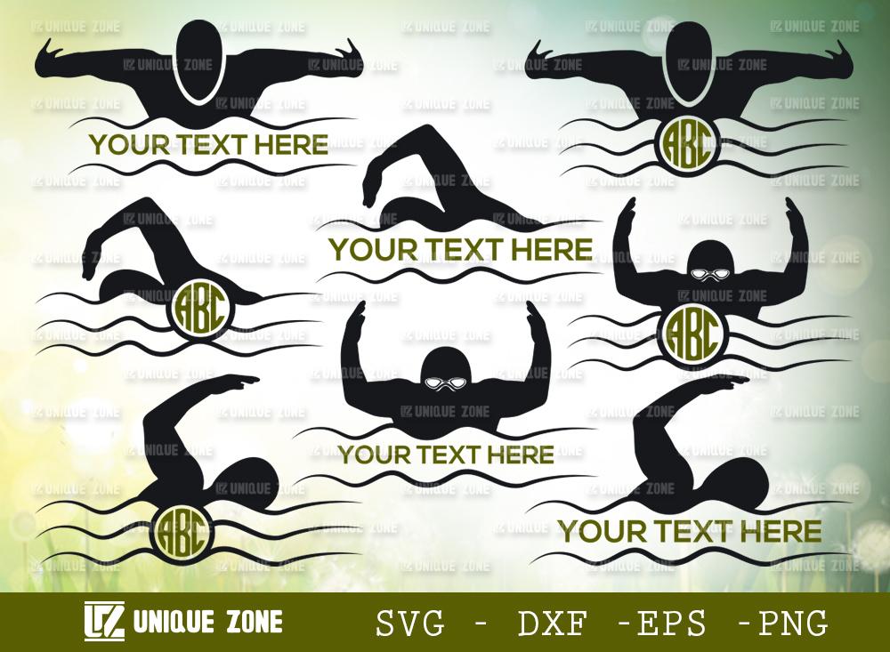 Swimmer Monogram SVG Cut Files | Swimming Svg | Pool Sport Svg - So Fontsy
