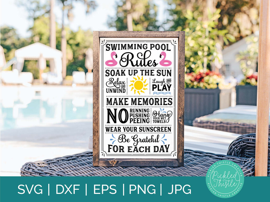 Swimming Pool Rules Rustic Sign svg dxf png ei jpg - - So Fontsy