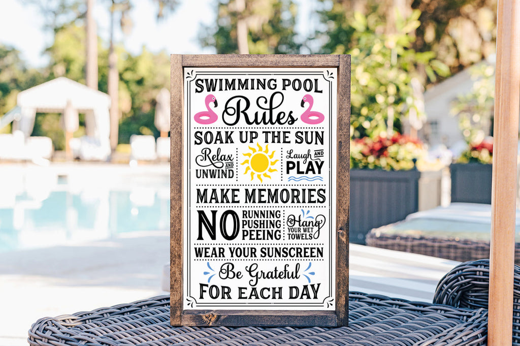 Swimming Pool Rules Rustic Sign svg dxf png ei jpg - - So Fontsy