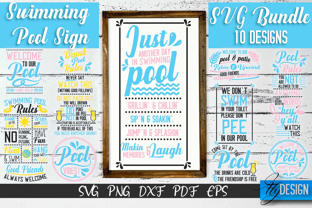 Swimming Pool Sign SVG Design | Funny Quotes SVG - So Fontsy