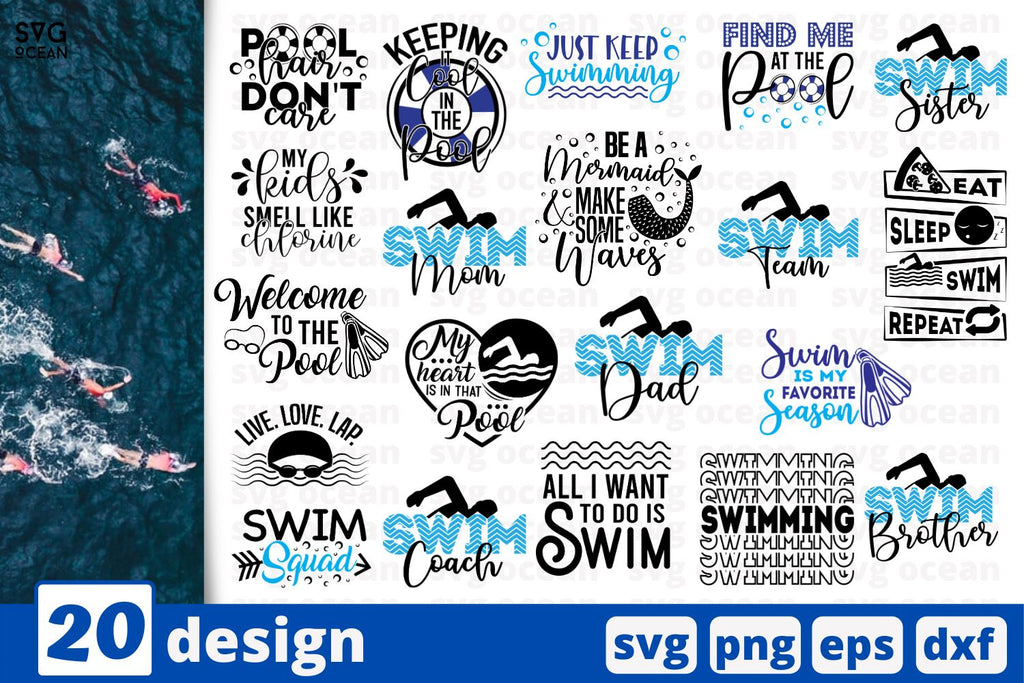 Swimming SVG Bundle - So Fontsy