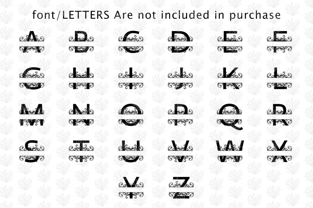 Swirl Split Letters Monogram - Svg EPS DXF PNG File - So Fontsy