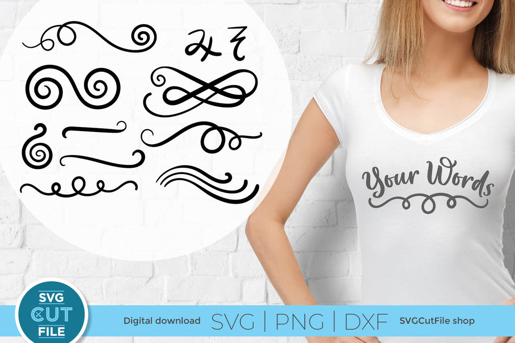 Flourish svg, swoosh svg, swashes svg, swirl svg, squiggle svg, swirly flourishes svg, squiggly ...