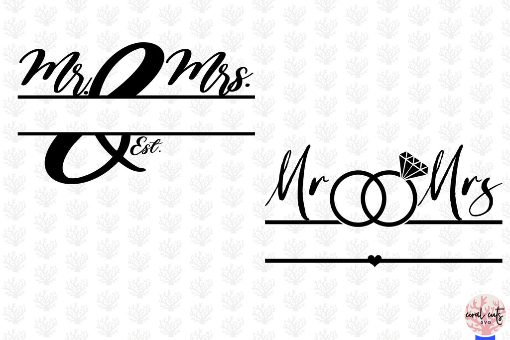 Swirl Wedding Split Monogram Bundles EPS SVG DXF JPG PNG - So Fontsy