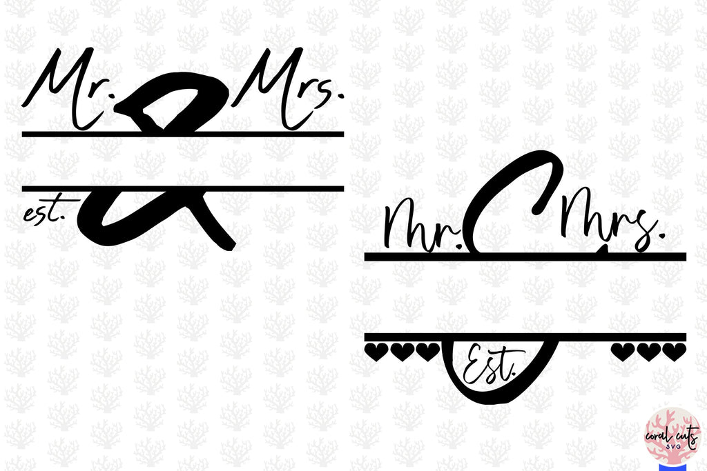 Swirl Wedding Split Monogram Bundles EPS SVG DXF JPG PNG - So Fontsy