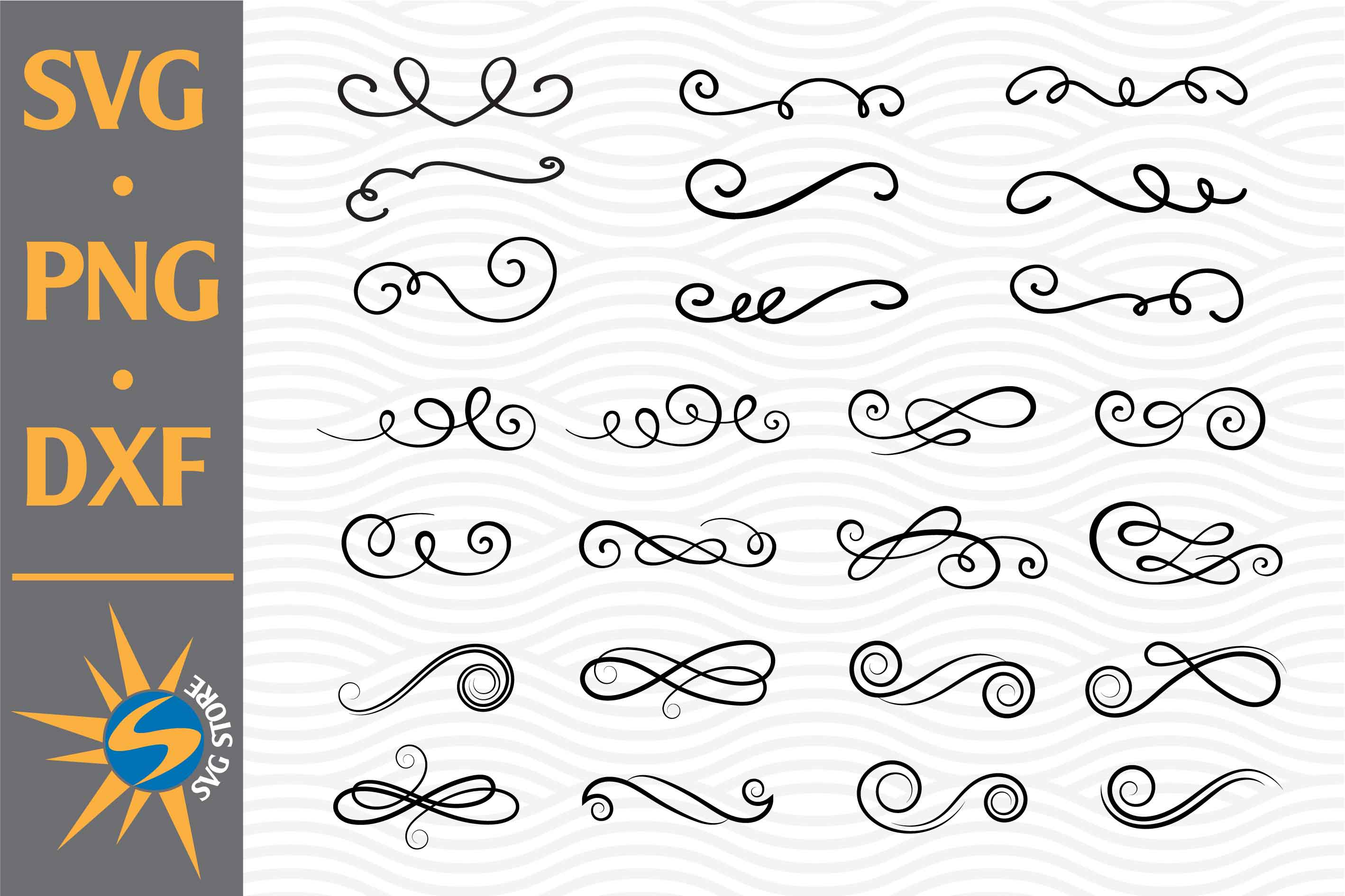 Swirls SVG, PNG, DXF Digital Files Include - So Fontsy