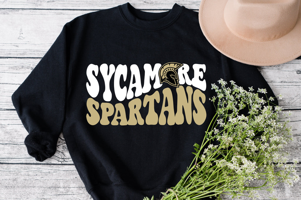 Sycamore Spartans svg, wavy style svg, EPS PNG Cricut Instant Download ...