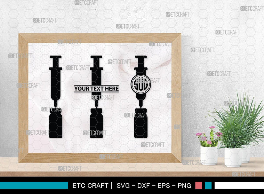 Syringe Monogram, Syringe Silhouette, Syringe SVG, Injection Svg ...