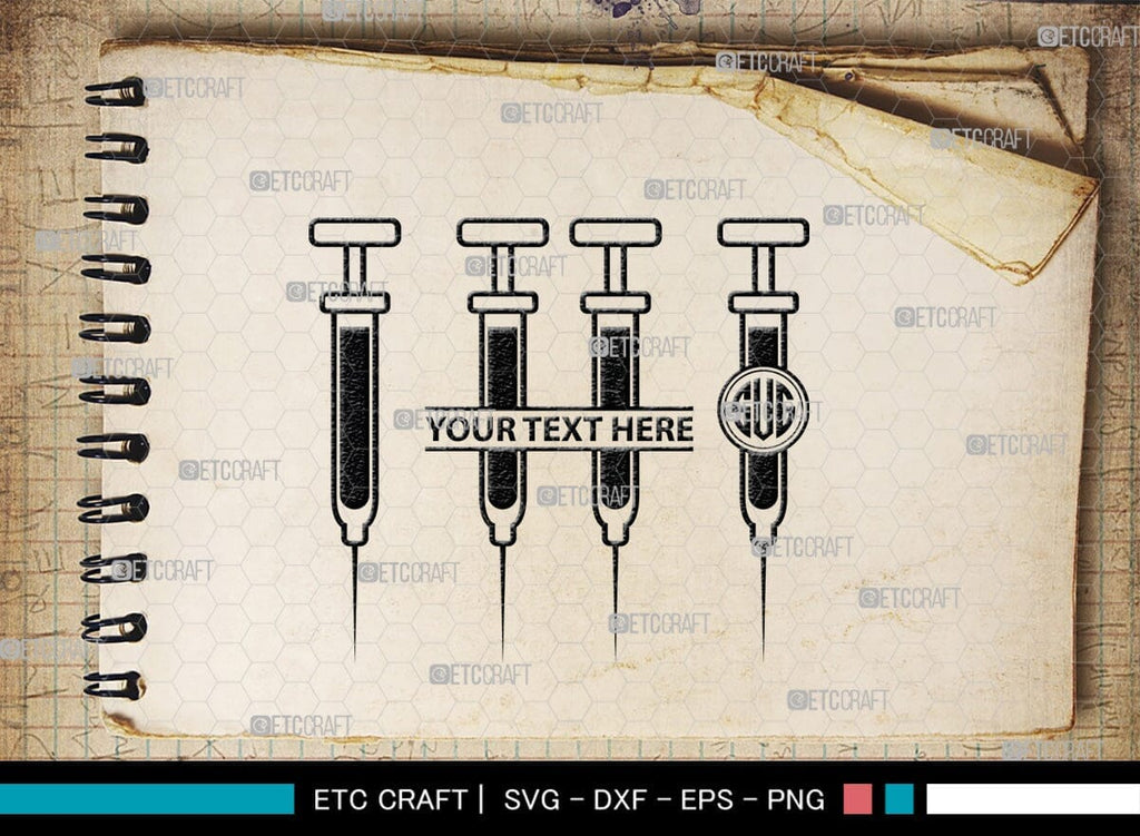 Syringe Monogram, Syringe Silhouette, Syringe SVG, Injection Svg ...