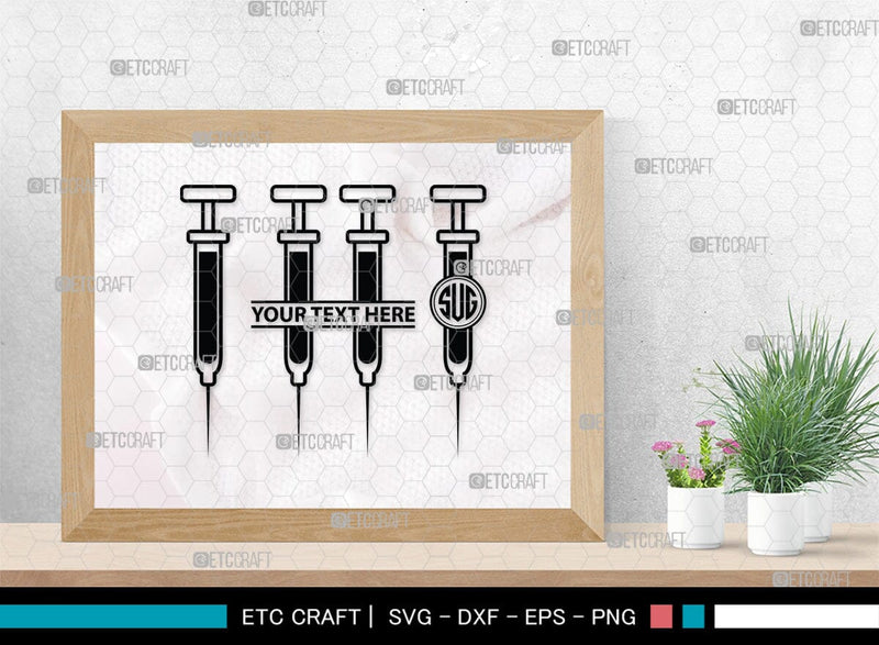 Syringe Monogram, Syringe Silhouette, Syringe SVG, Injection Svg ...