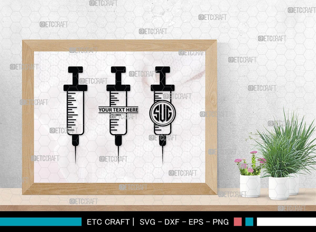 Syringe Monogram, Syringe Silhouette, Syringe SVG, Injection Svg ...