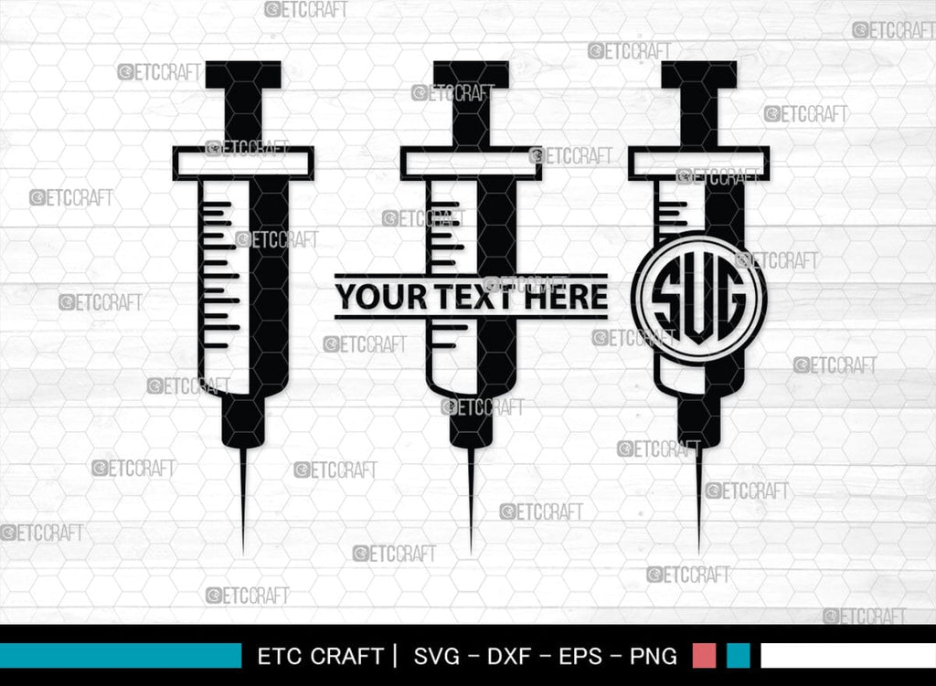 Syringe Monogram, Syringe Silhouette, Syringe SVG, Injection Svg ...