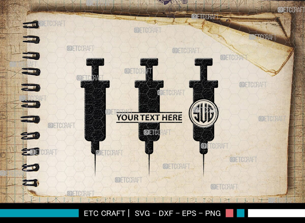 Syringe Monogram, Syringe Silhouette, Syringe SVG, Injection Svg ...