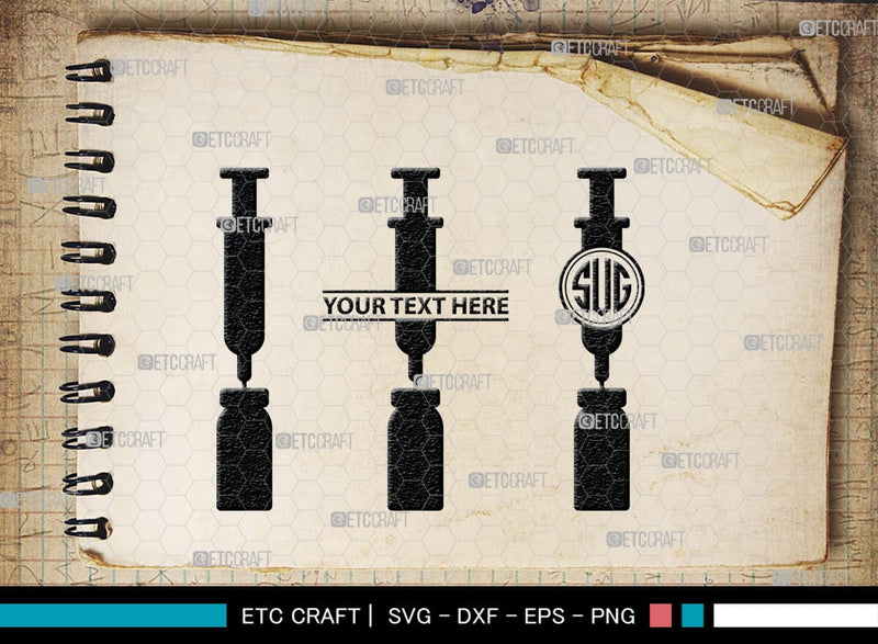 Syringe Monogram, Syringe Silhouette, Syringe SVG, Injection Svg ...
