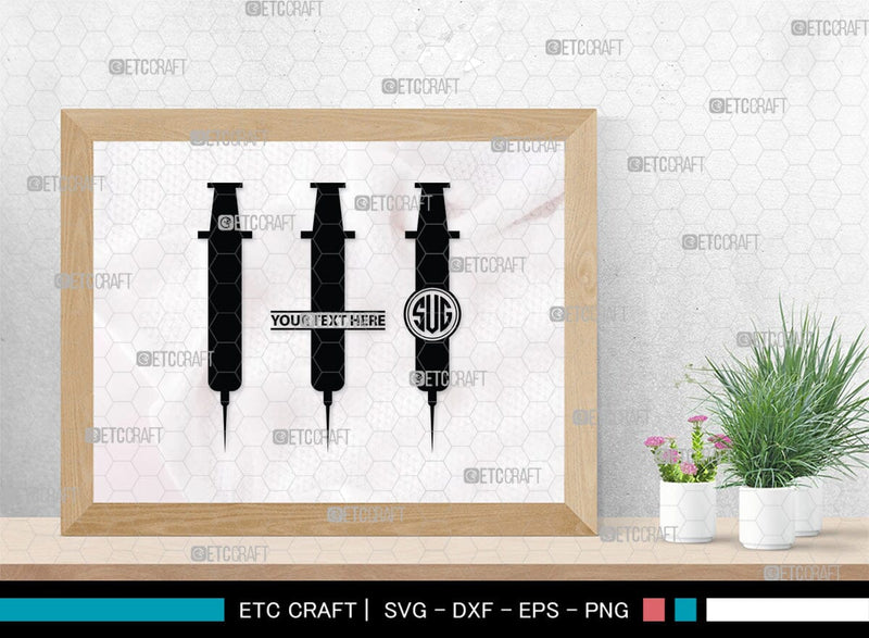 Syringe Monogram, Syringe Silhouette, Syringe SVG, Injection Svg ...