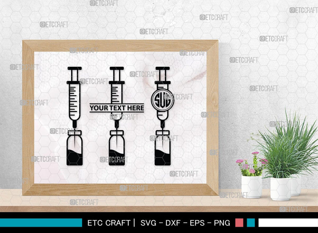 Syringe Monogram, Syringe Silhouette, Syringe SVG, Injection Svg ...