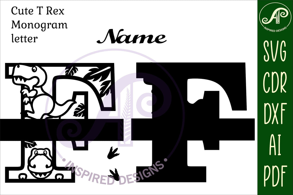T Rex Capital Letter F SVG Cut File - So Fontsy