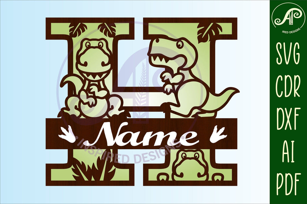T Rex Capital Letter H SVG Cut File - So Fontsy
