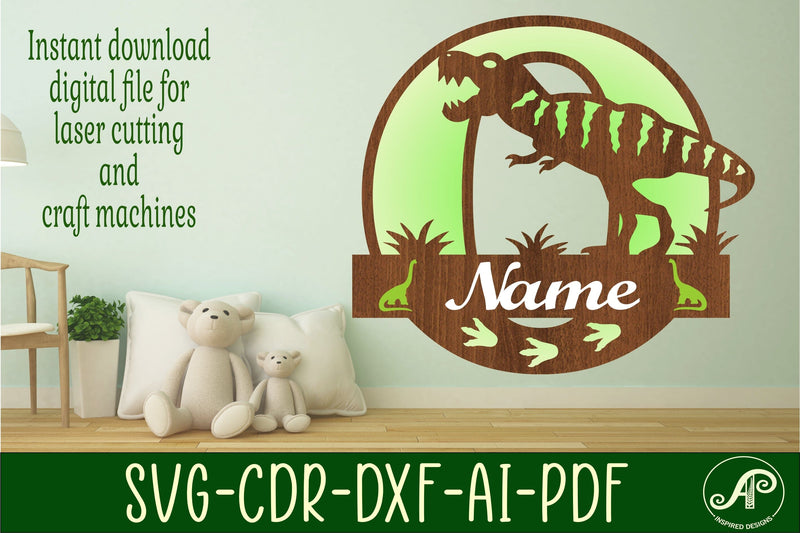 T Rex monogram letter bundle Name signs SVG 3 layer - So Fontsy