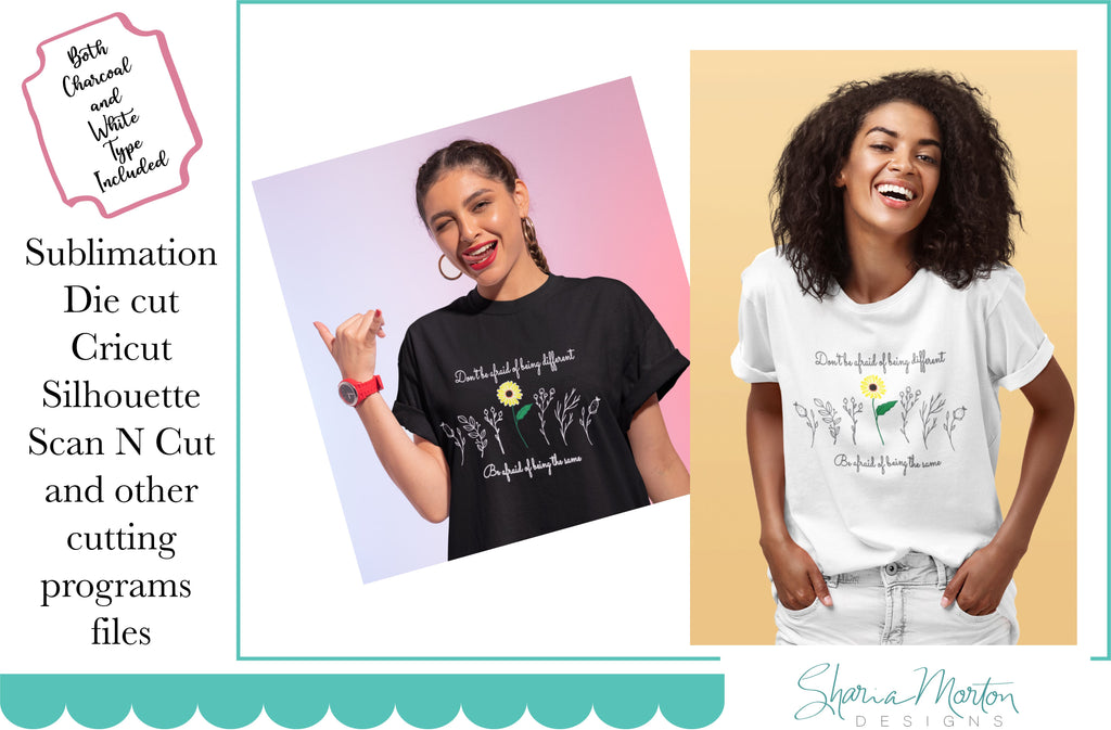 T-shirt sublimation design word art Daisy Be Different - So Fontsy
