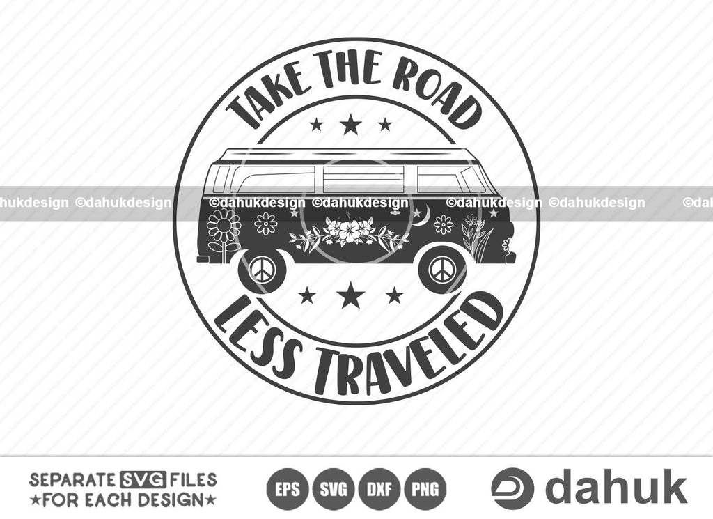 Take The Road Less Traveled, Hippie Van svg, Hippie soul svg, Camper ...