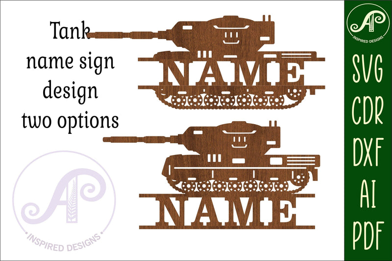 Tank Name sign svg laser cut template, wall art - So Fontsy