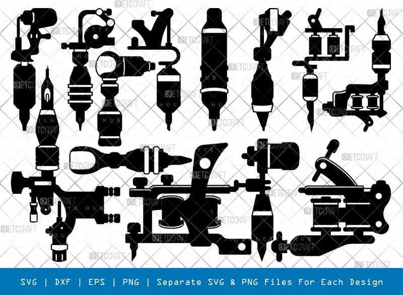 Tattoo Machine Silhouette, Tattoo Machine SVG, Tattoo Gun Svg, Tattoo ...