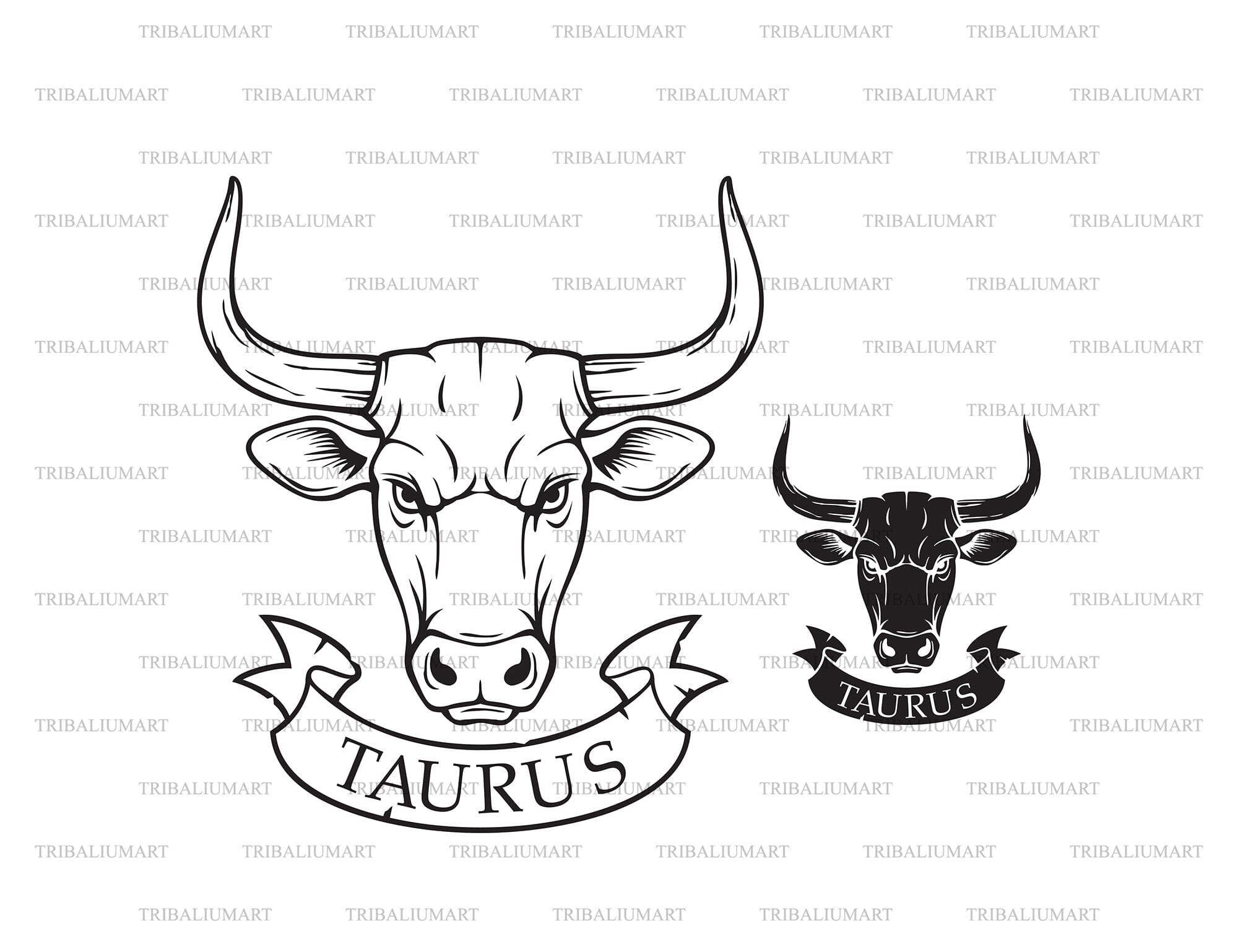 Taurus zodiac sign. Cut files for Cricut, Clip Art silhouettes (eps ...