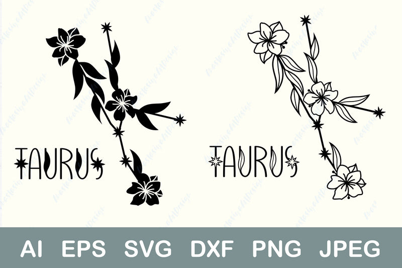 Taurus zodiac sign with flowers svg, Floral horoscope symbol svg ...