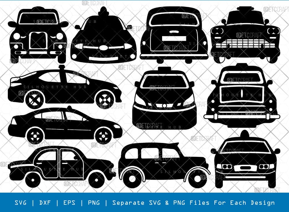 Taxi Cab Silhouette, Taxi Cab SVG, Taxi Car Svg, Taxi Svg, Cab Svg ...