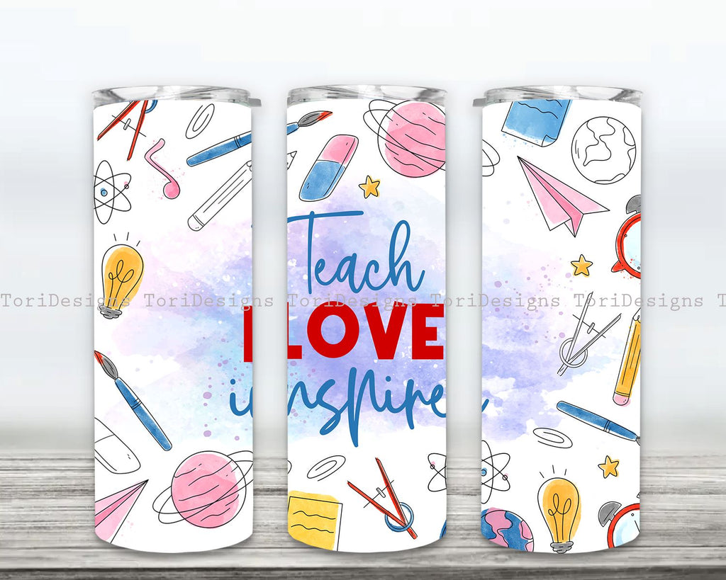 Teacher Love Tumbler Wrap, Teacher Appreciation 20oz Skinny Tumbler ...