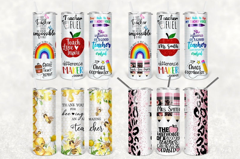 Teacher 20 oz Skinny Tumbler Bundle, Teacher Life Back To School ...