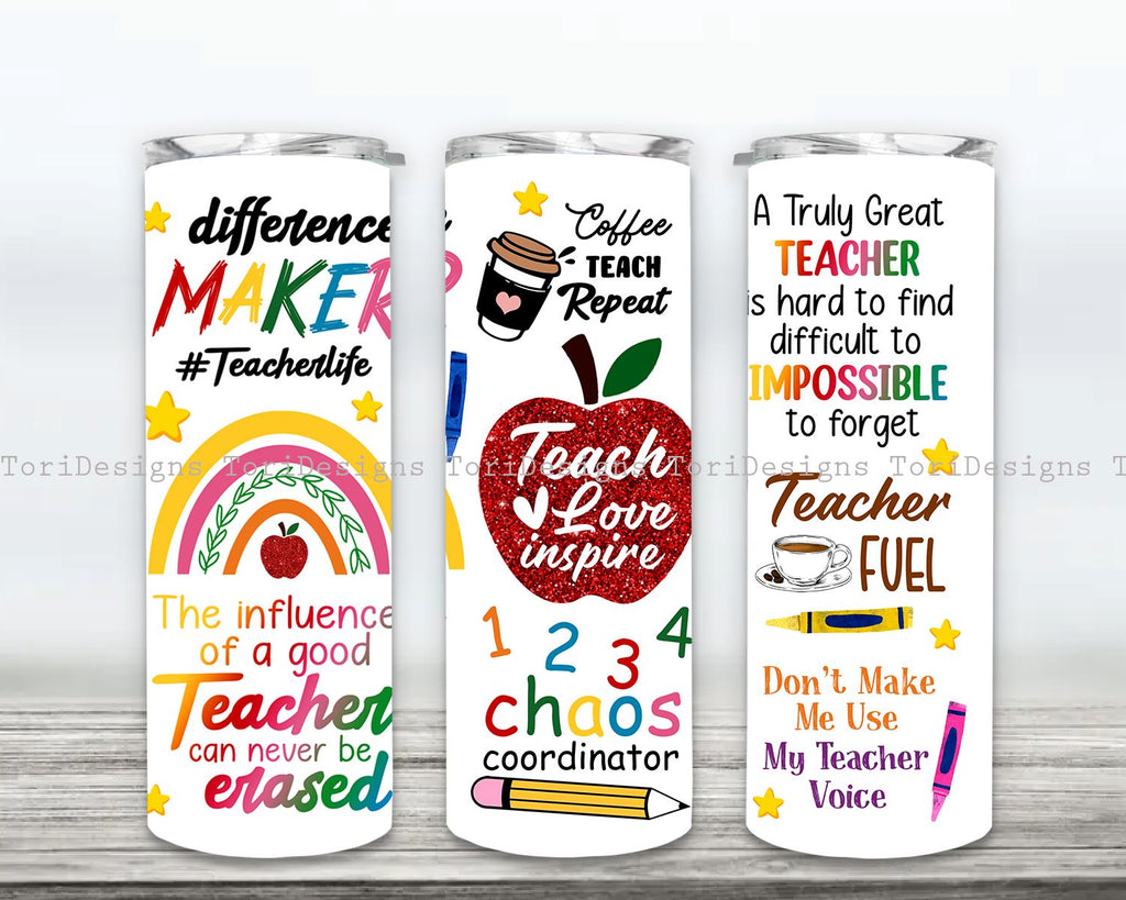 Teacher 20 oz Skinny Tumbler, Teacher Appreciation Sublimation ...