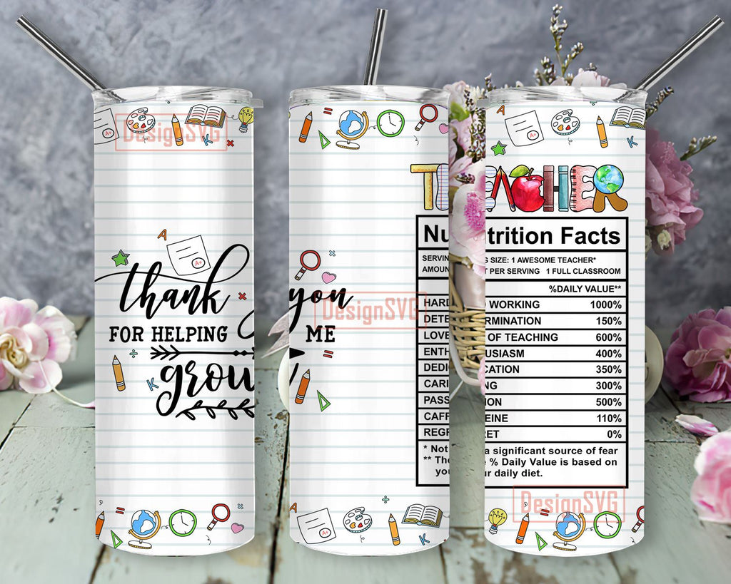 Teacher 20 oz Skinny Tumbler, Teacher Tumbler Sublimation Design ...