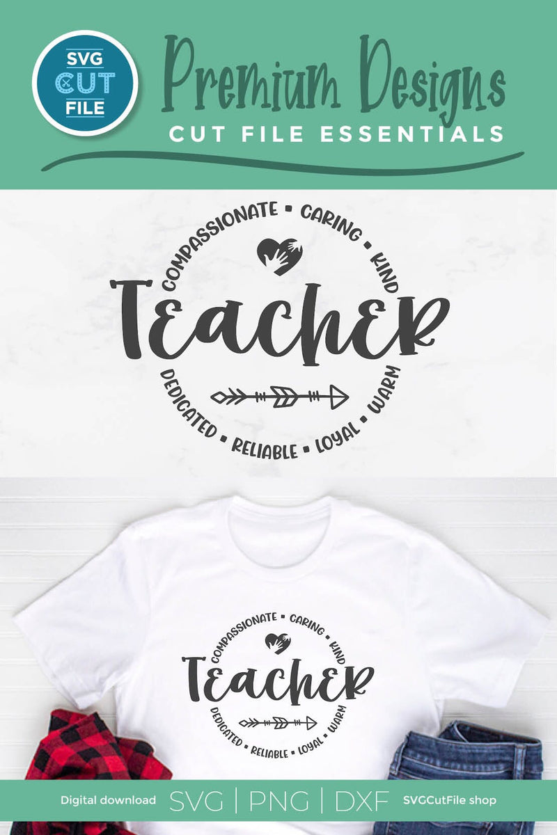 Teacher appreciation svg with round circle for men or women - So Fontsy