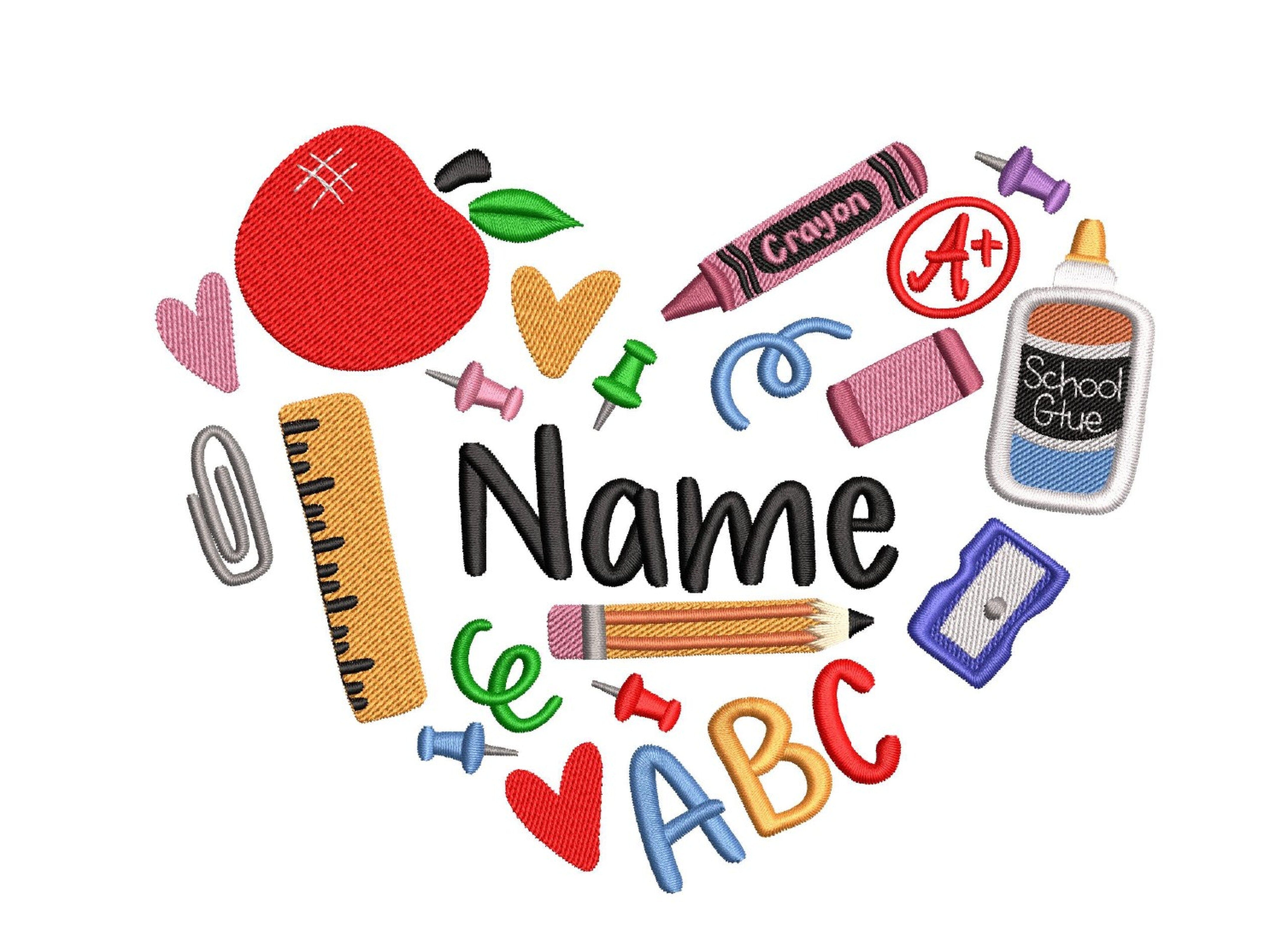 Teacher Heart Embroidery Design, Back to School Embroidery, Teacher ...