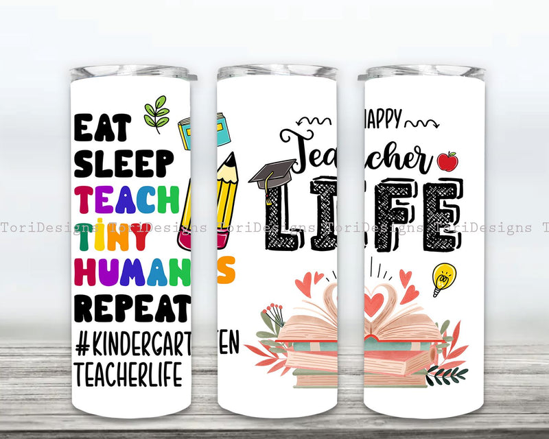 Teacher life 20oz Skinny Straight Tumbler Sublimation Designs, Pencil ...