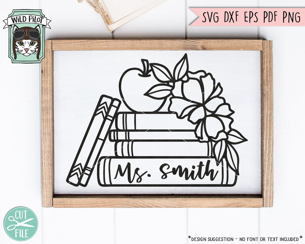 Teacher Monogram Sign SVG Cut File - So Fontsy