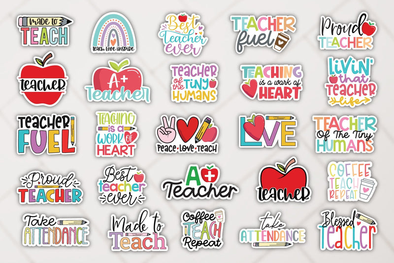 Teacher Printable Stickers Bundle - So Fontsy