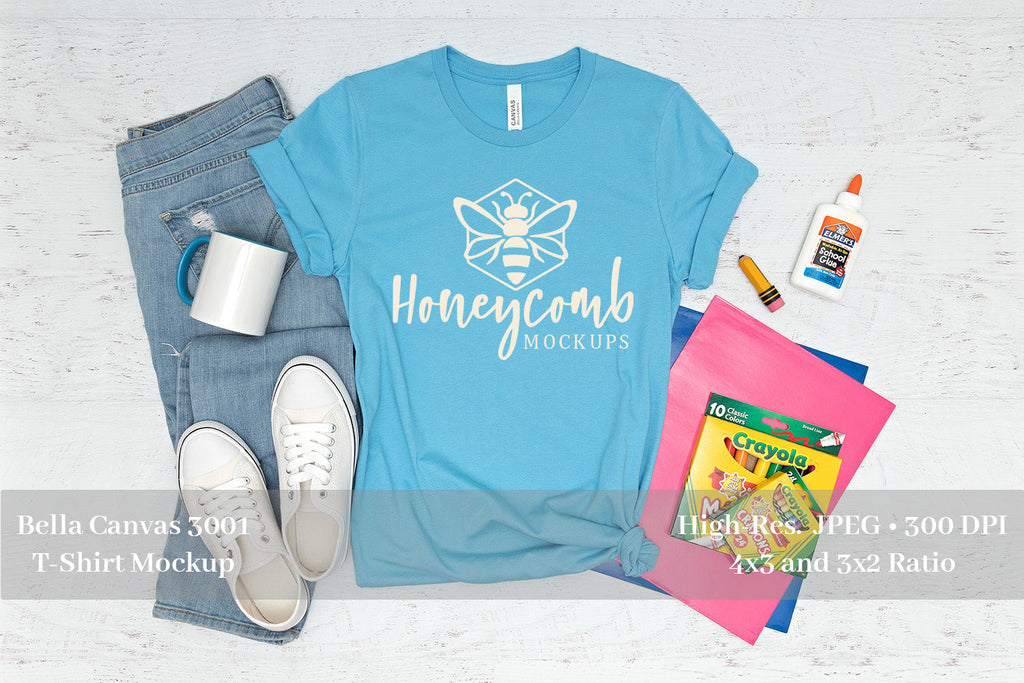 Teacher Shirt Mockup, Ocean Blue Bella Canvas 3001 Mockup, School ...