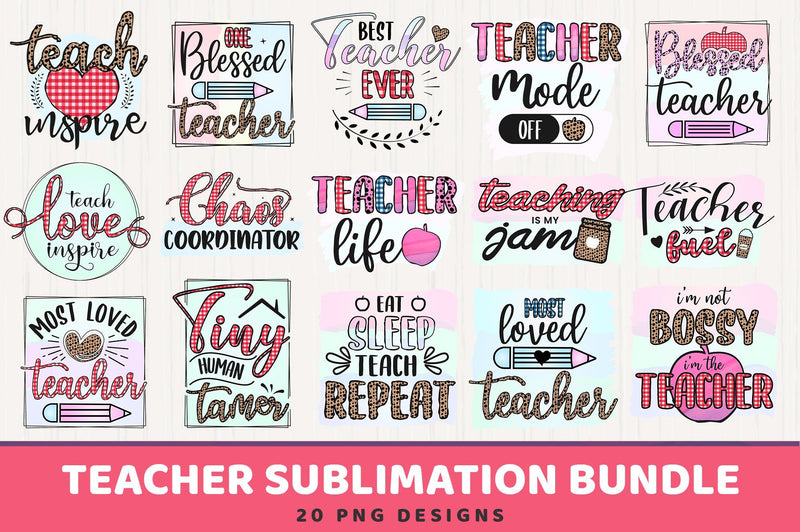 Teacher Sublimation Bundle , 20 PNG Design - So Fontsy