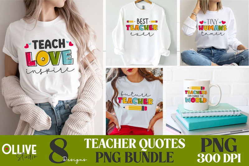 Teacher Sublimation PNG Bundle | Teacher PNG Bundle - So Fontsy