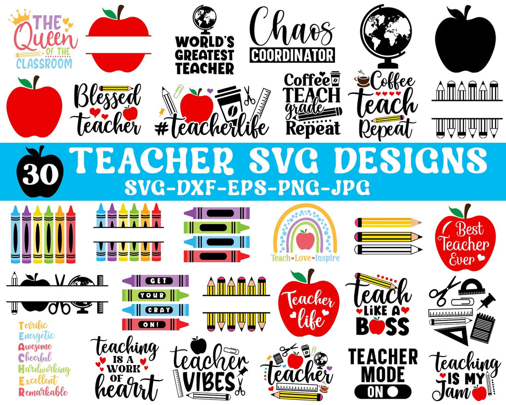 Teacher Svg Bundle, Teacher Elements - So Fontsy