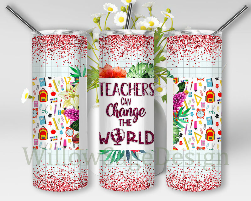 Teachers Change The World Design Png, Teachers Glitter 20 Skinny ...