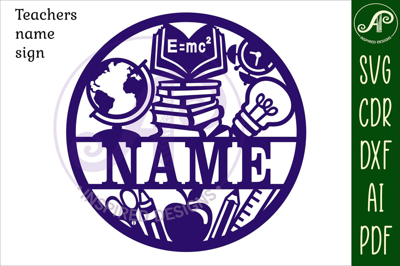 Teachers name sign svg laser cut template - So Fontsy