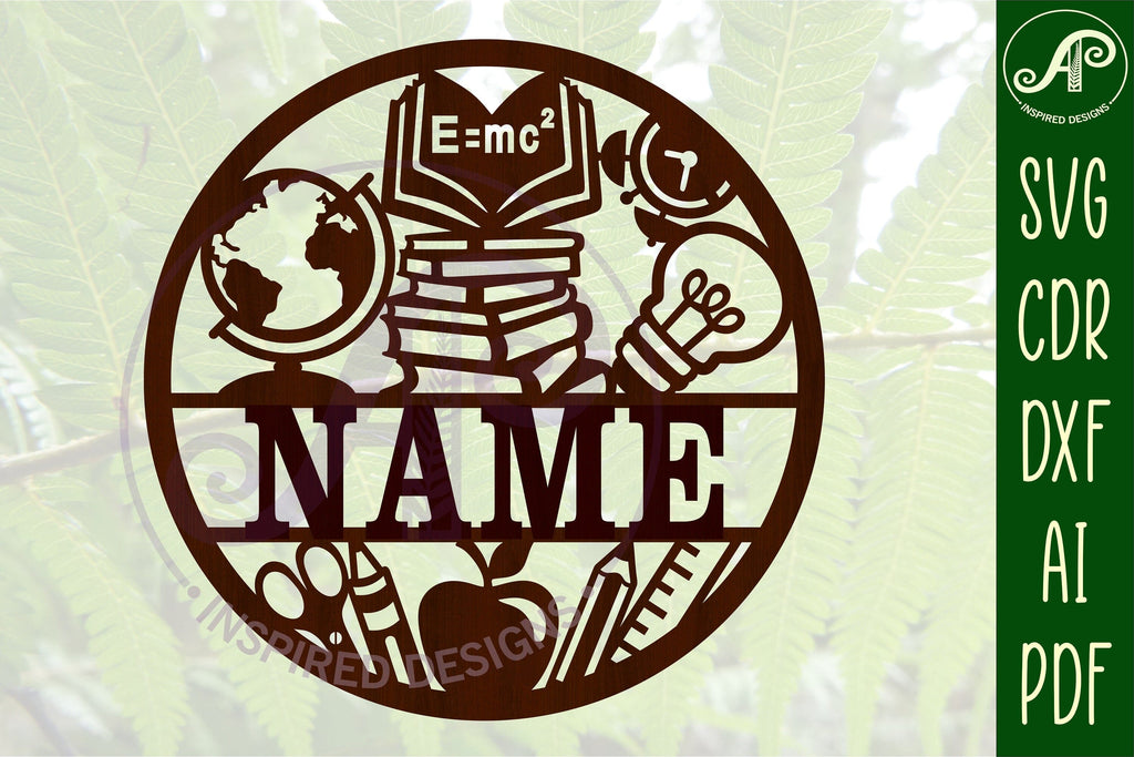 Teachers name sign svg laser cut template - So Fontsy