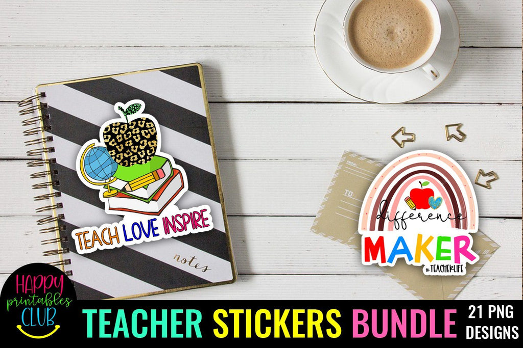 Teachers Sticker Bundle - Printable Stickers for Teachers - So Fontsy
